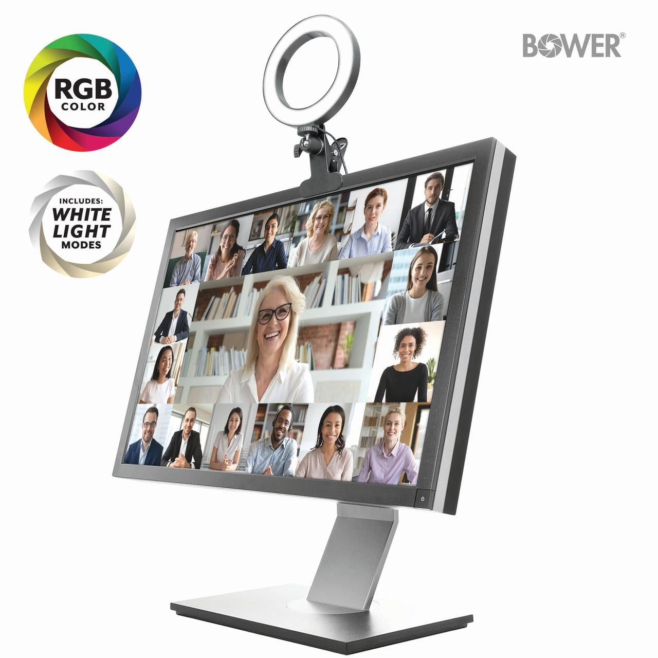 Bower 6-inch Compact RGB & White LED Ring Light with Clamp; Black