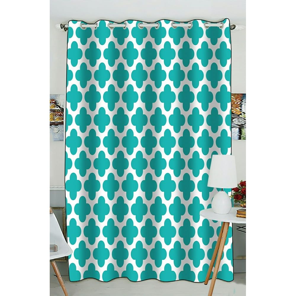ABPHQTO Turquoise Quatrefoil Pattern Grommet Blackout Curtain Room ...