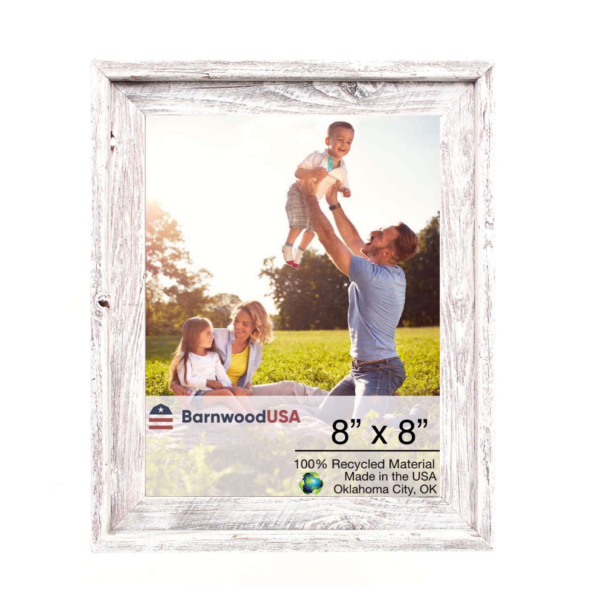 Rustic Farmhouse Signature Series 8" x 8" White Wash Wood Picture Frame ...