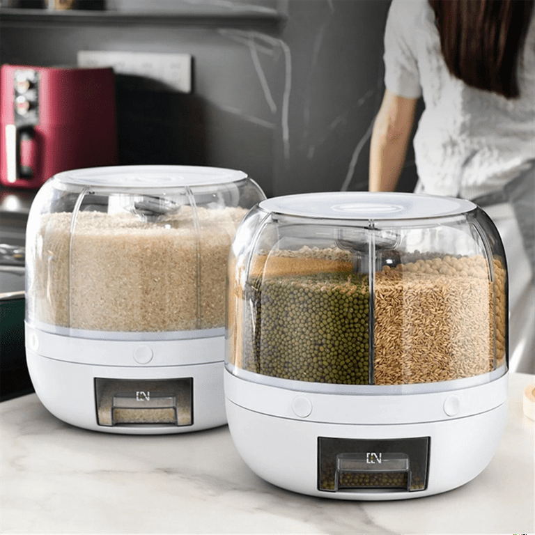 Grain Dispenser Rotating Kitchen Storage Containers 6 Grid Cereal ...