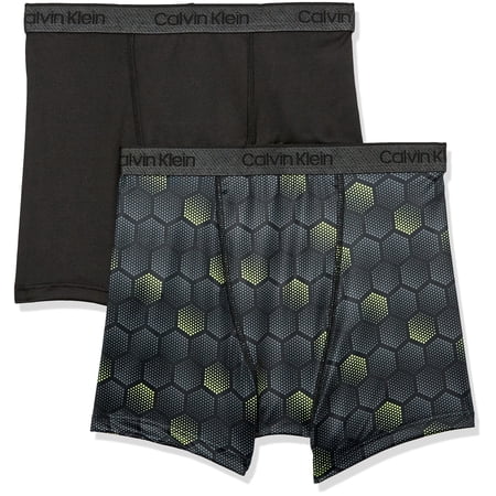 Calvin Klein CK Boys Boxer Briefs, Black Hexagon/Black, Medium ...