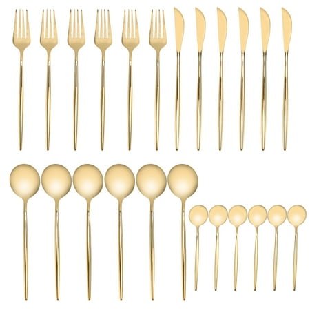 Gold Silverware Set, Gold Flatware Set Simple Streamlined Design For ...