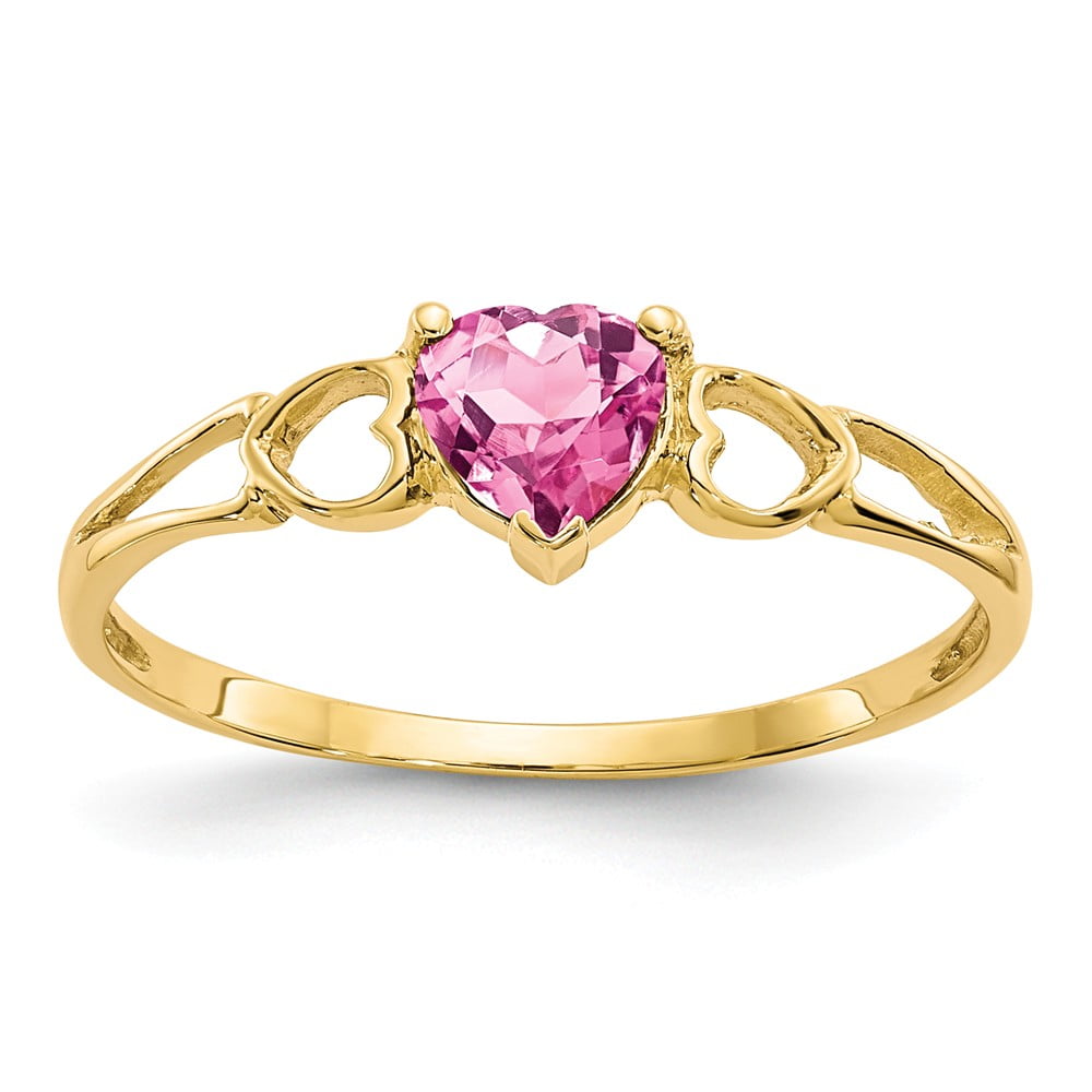 14K Yellow Gold Ring Band with Stones (10) October Pink Tourmaline ...