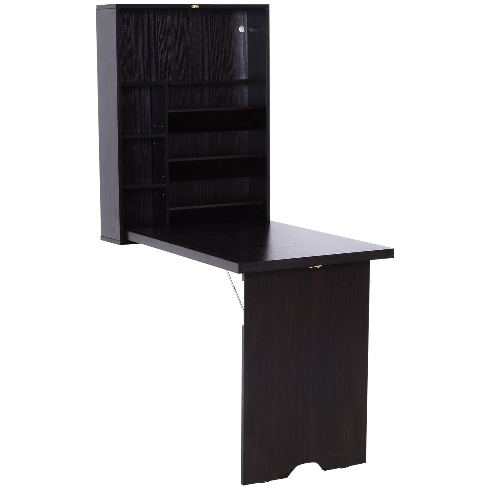 HomCom Fold-out Computer Desk Wooden Wall Mounted Work Station Study ...
