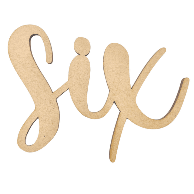 Krafty Supply Wood Number Word Six, 12" Wide, 1/4" MDF, Wood Numbers ...