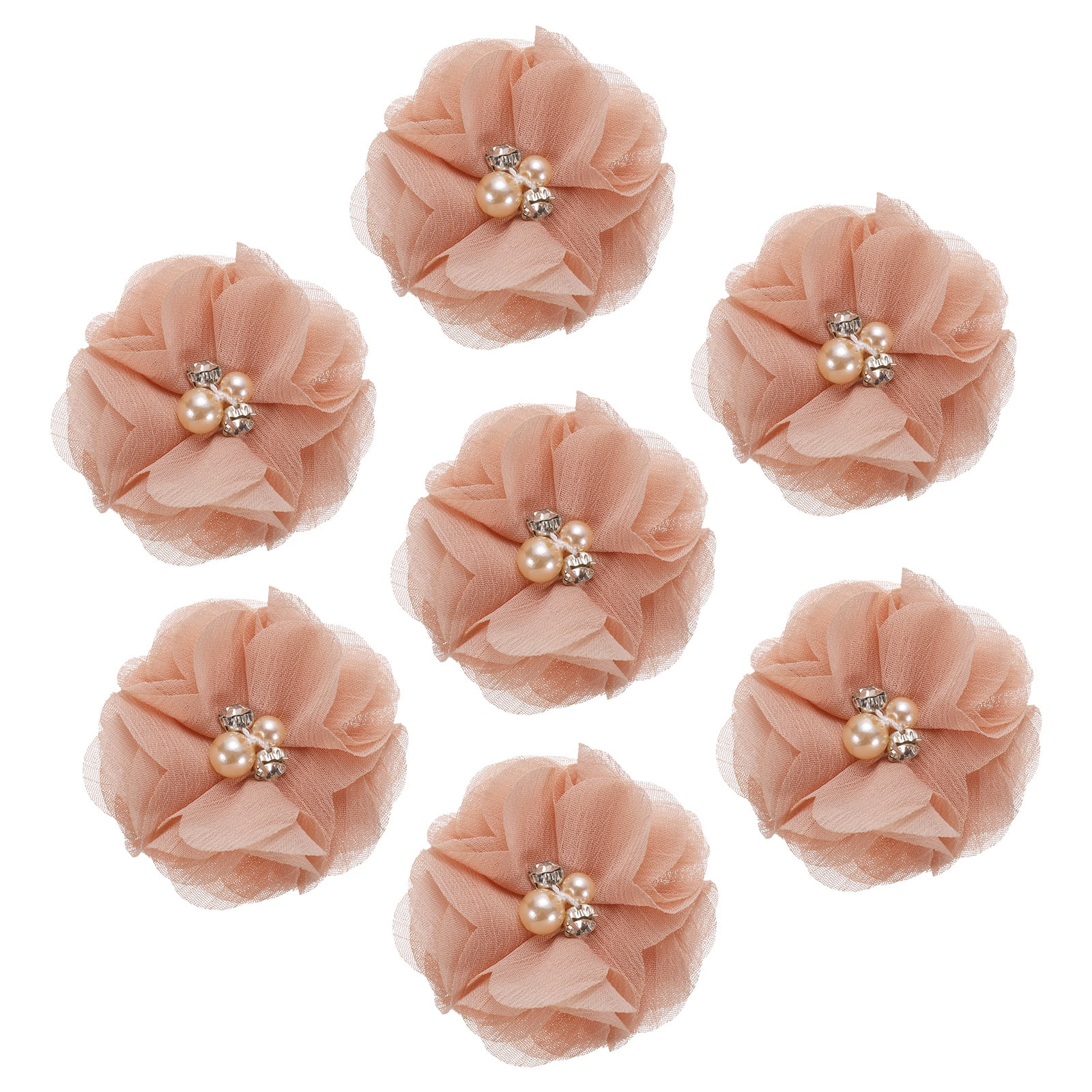 Artificial Rhinestone Chiffon Flower Heads, Light Pink Faux Flowers 2 ...