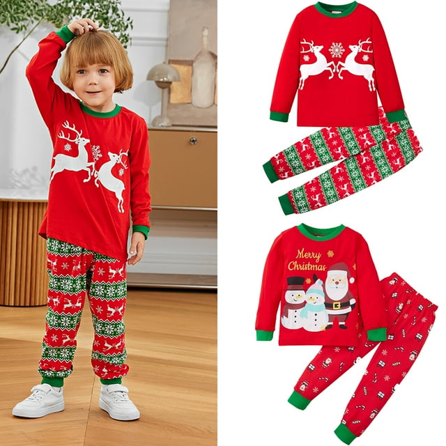 1-6T 100% Cotton Kids Boys Christmas Cartoons 2-Piece Pajama Set Long ...
