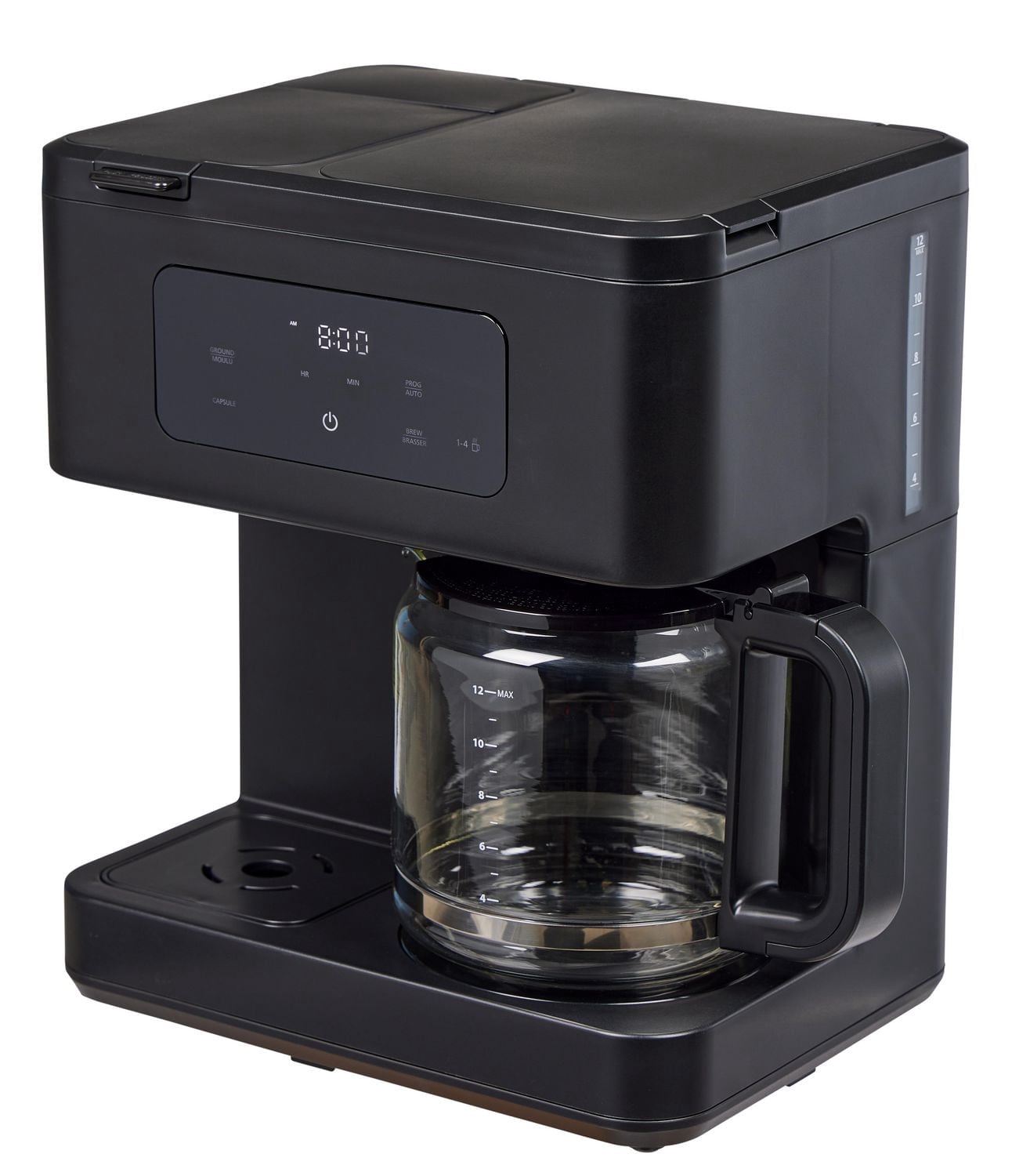 Mainstays Dual Brew Side by Side Coffee Maker, 12 Cup Drip Plus Single ...