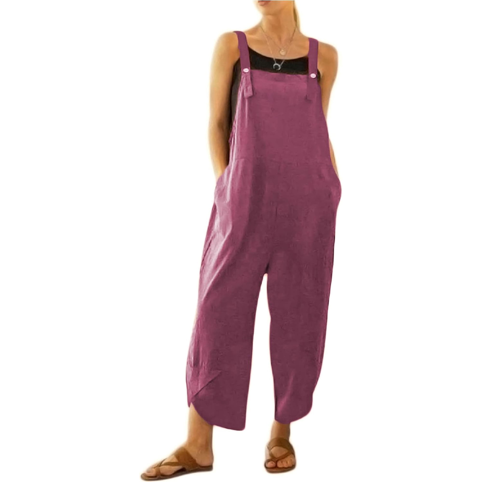 Click here for Rwrealm Linen Dungarees Women Overalls Sleeveless... prices