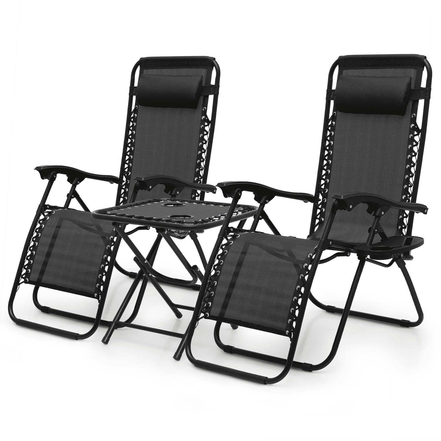 MoNiBloom Table and Patio Chairs Set of 3, Outdoor Zero Gravity Folding ...