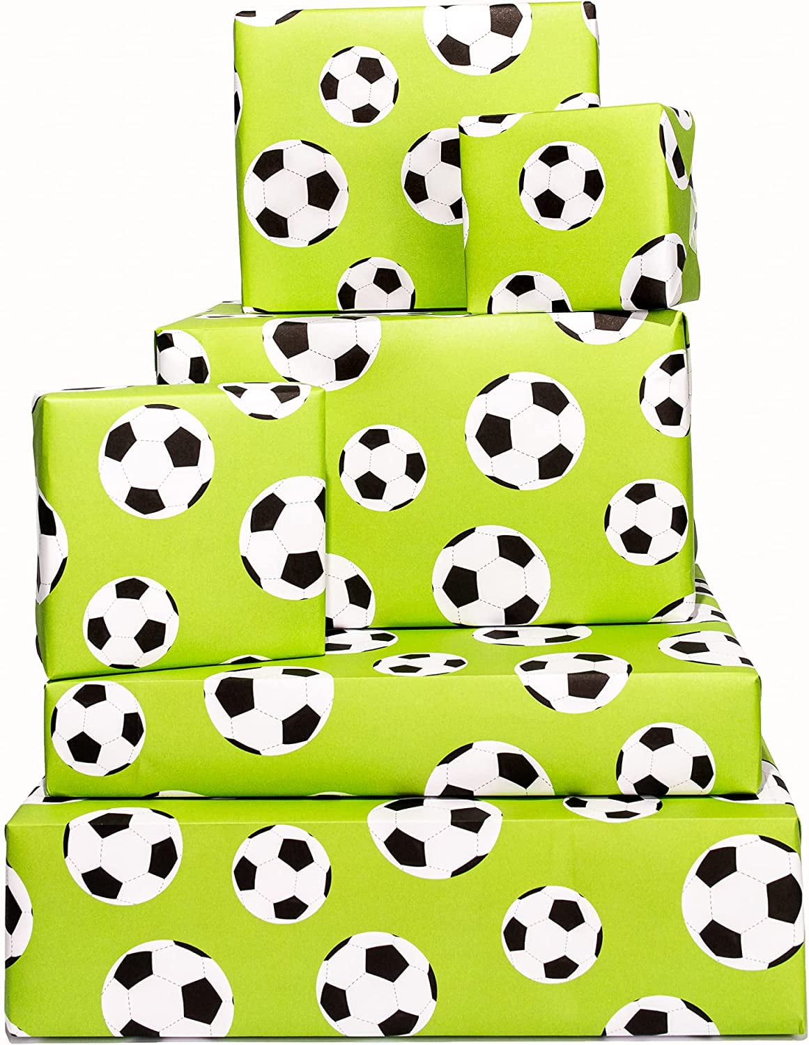 Fun Wrapping Paper for Boys - 6 Sheets of Birthday Gift Wrap - Soccer ...