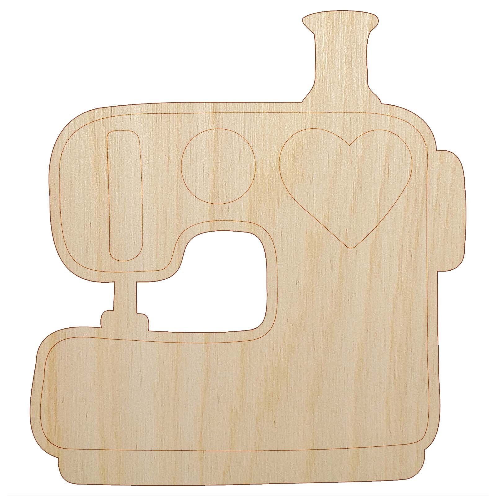 Sewing Machine with Heart Wood Shape Unfinished Piece Cutout Craft DIY ...