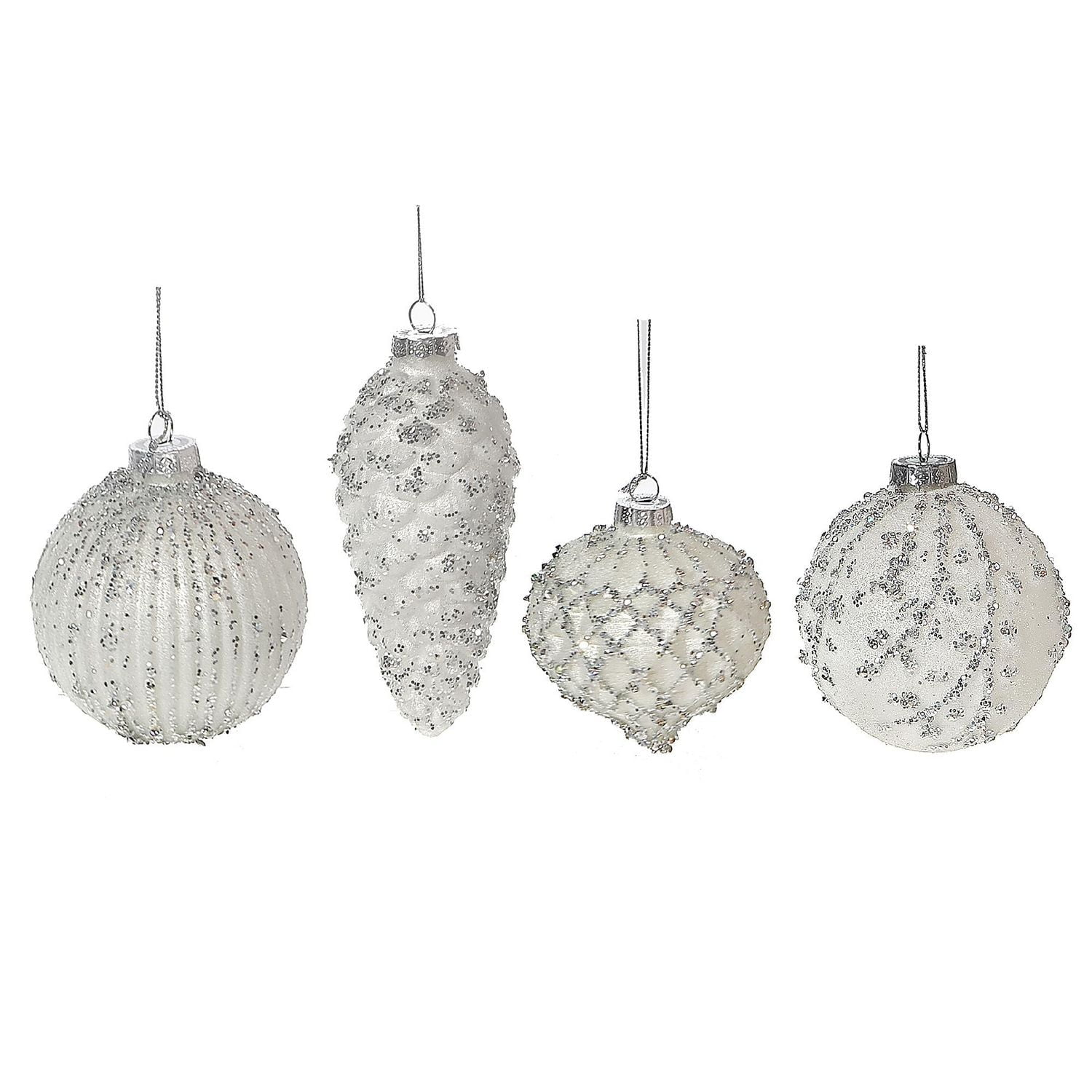 Click here for Ih Casadécor White Glass Ornament With Silver Glit... prices
