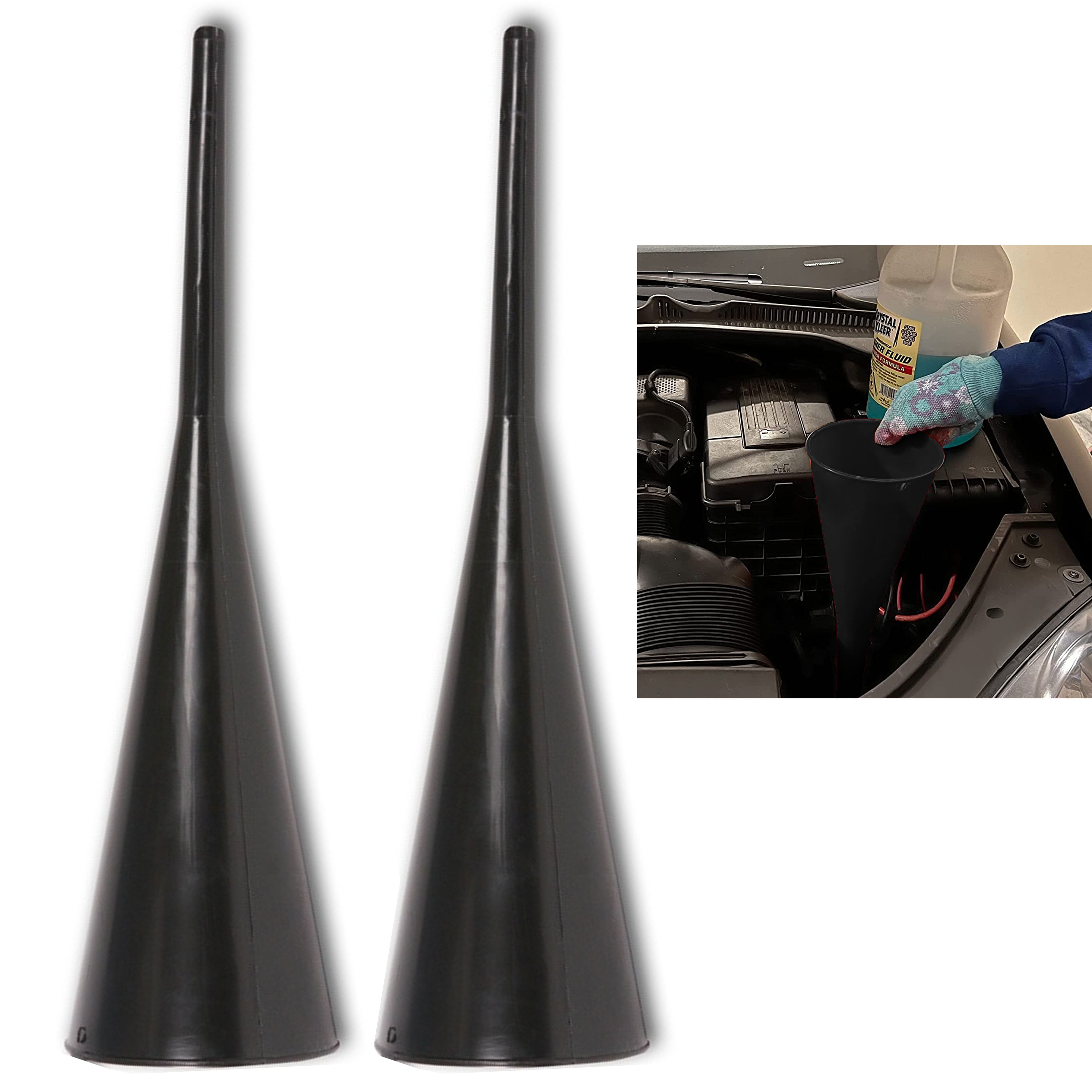 2 Long Neck Funnel 18" Transmission Filler Liquid Fluid Fuel Coolant ...