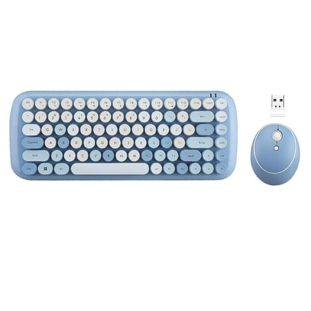 Colorful Wireless Keyboard and Mouse Set 84 Keys w/USB Receiver Blue ...