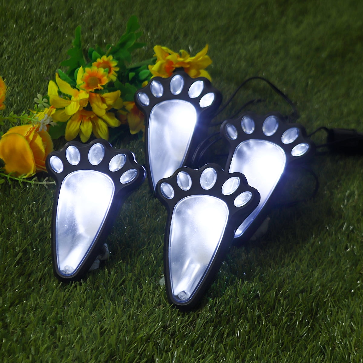 ECSEE LED Solar Garden Light, Set of 4 Bear Paw Solar Lights, Auto on ...