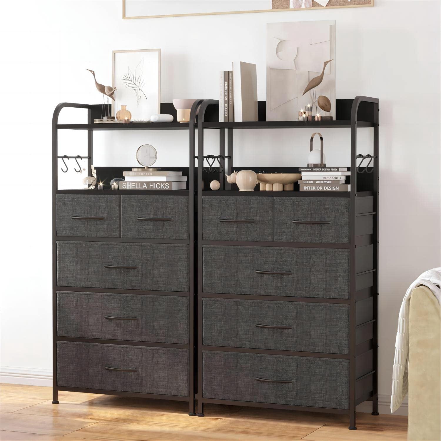 Veecome Non-woven Fabric Drawer Cabinet with 5 Drawers, Fabric Storage ...