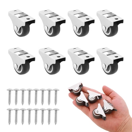 SURJDE 8pcs 1 Inch Low Profile Rolling Caster Wheels, Rubber Small Non ...