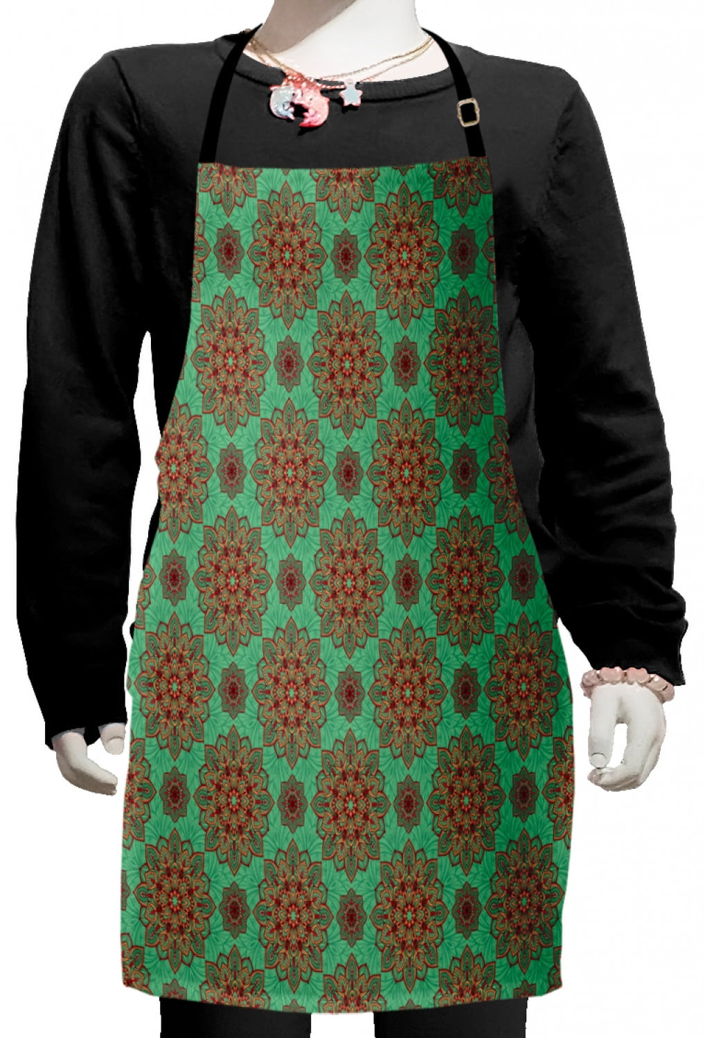 Turquoise Kids Apron, Eastern Oriental Pattern of Mandala Traditional ...