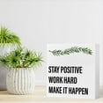 Home Office Desk Wooden Box Sign Decor, Stay Positive Work Hard Make It ...