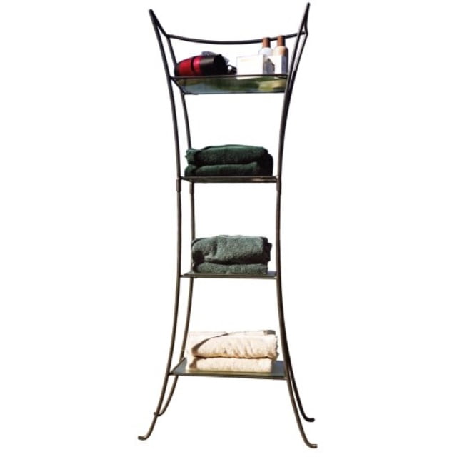 Tapered Four Layer Shelf with Textured Glass & Concave Accents ...