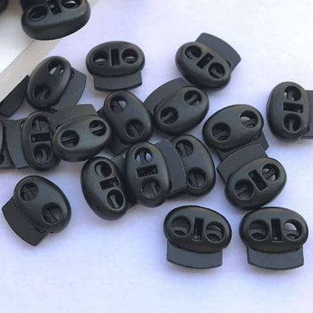 TORUBIA Plastic Toggle double Hole Spring Loaded Elastic Drawstring ...