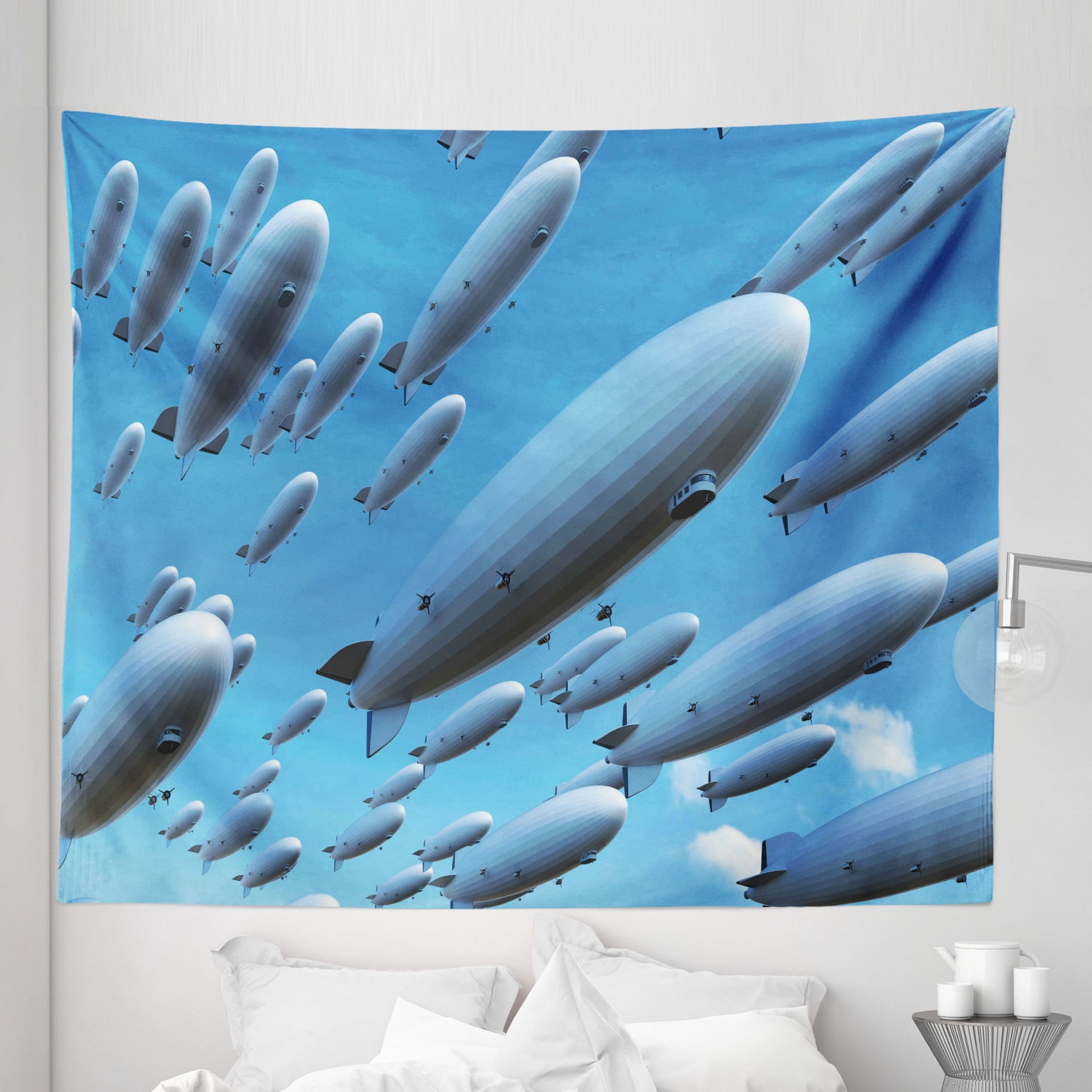 Zeppelin Tapestry, Many Fleet Airships Flying in the Sky Aviation ...