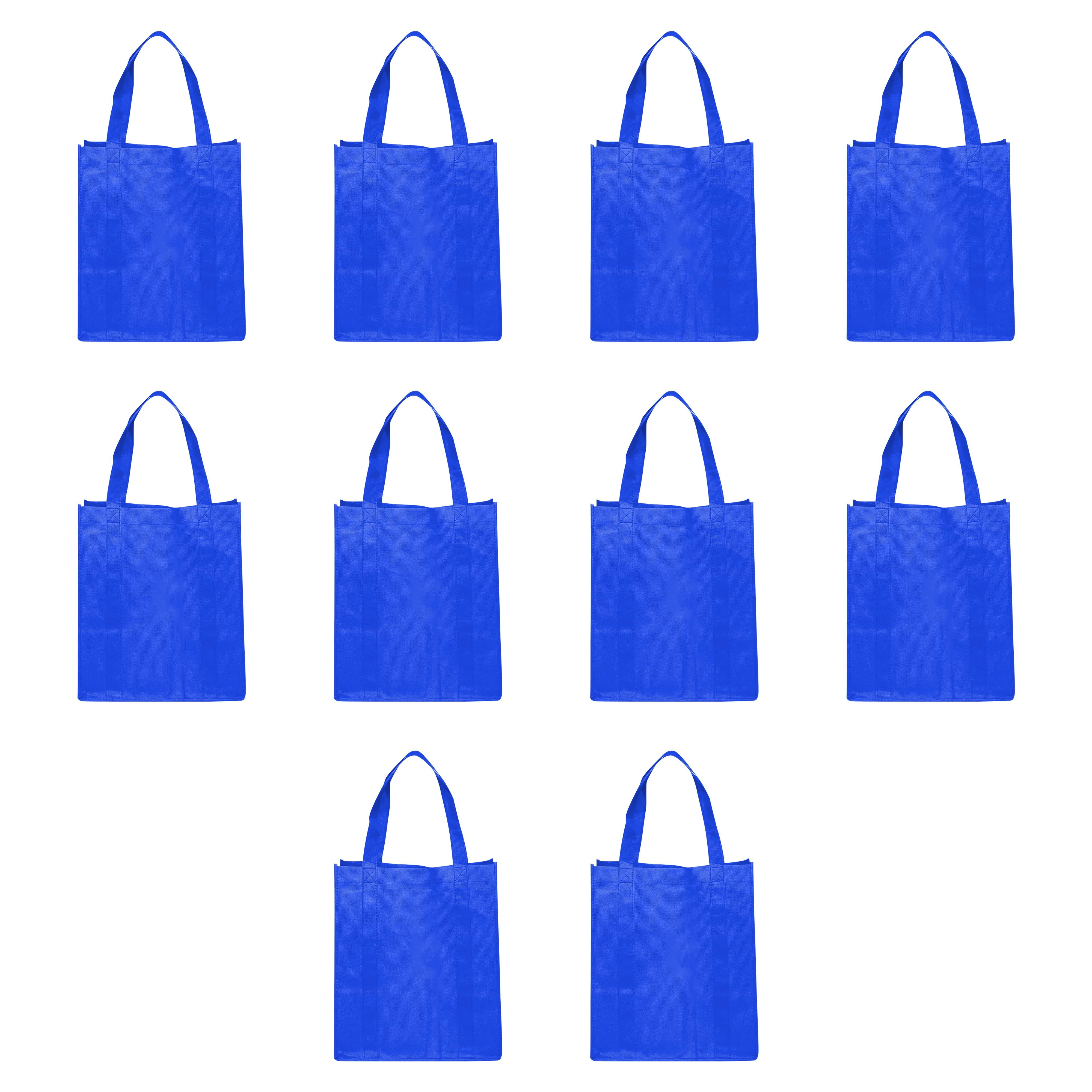 Reusable Grocery Tote Bags - 10 Pack - Large Handle, Heavy Duty Cloth ...