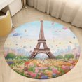 6ft Eiffel Tower Ultra-Thin Washable Round Rug - Non Slip Non Shedding ...