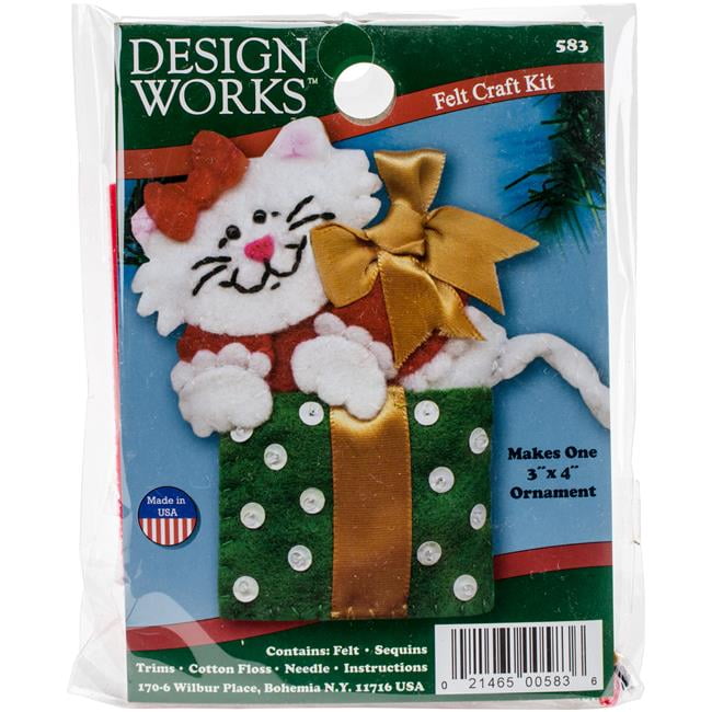 Design Works Felt Ornament Applique Kit 3"X4"-Cat In Box - Walmart.com