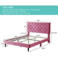 Full Upholstered Platform Bed Frame with 48" Tall Adjustable Headboard ...