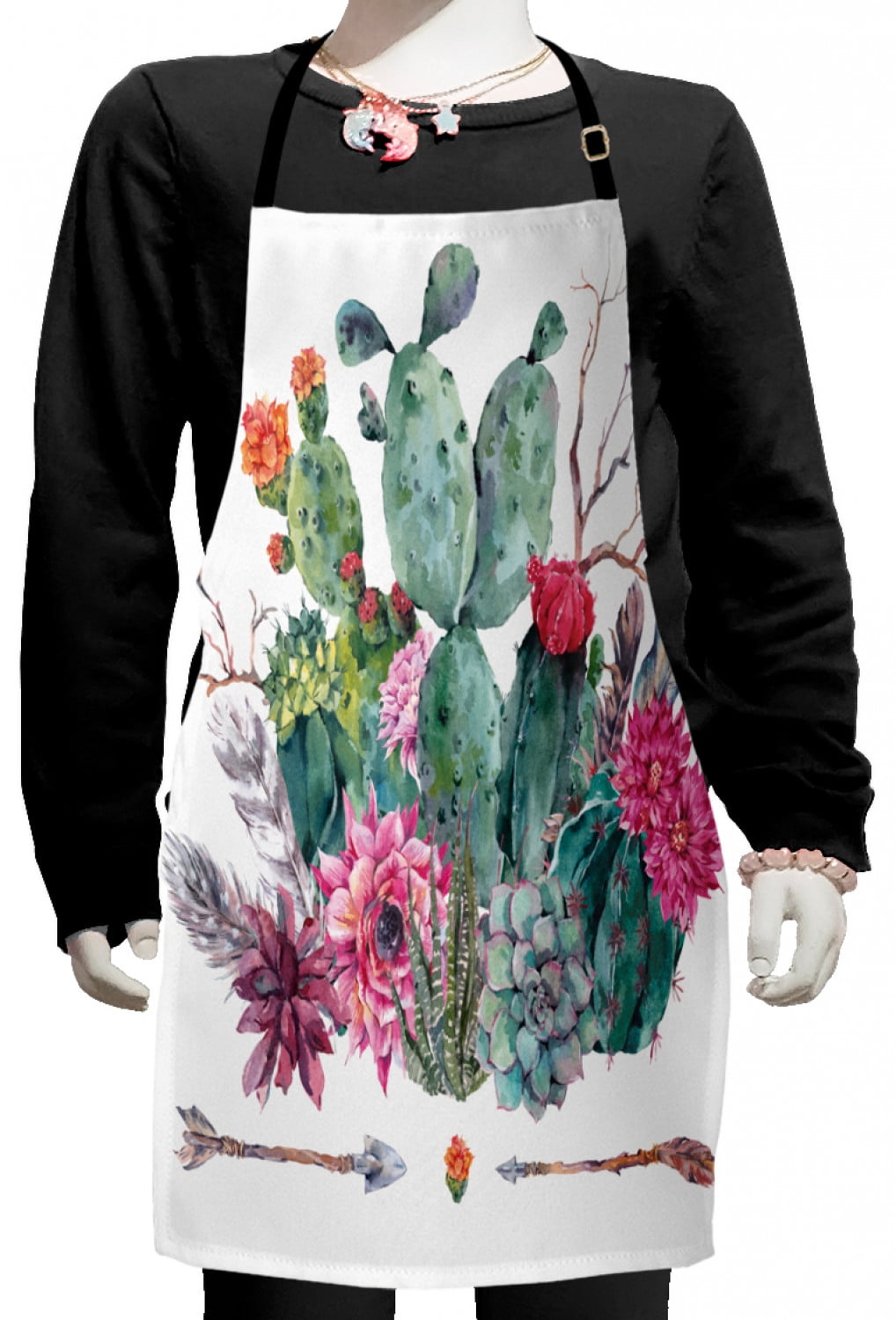 Cactus Kids Apron, Exotic Natural Watercolor Bouquet in Boho Style ...