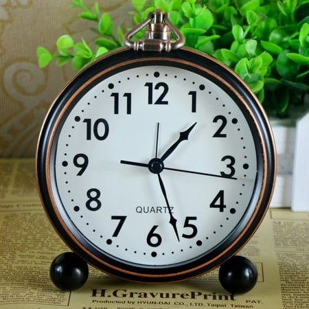 Retro Silent Alarm Clocks Bedside Non Ticking Old Fashioned Desk Clock ...