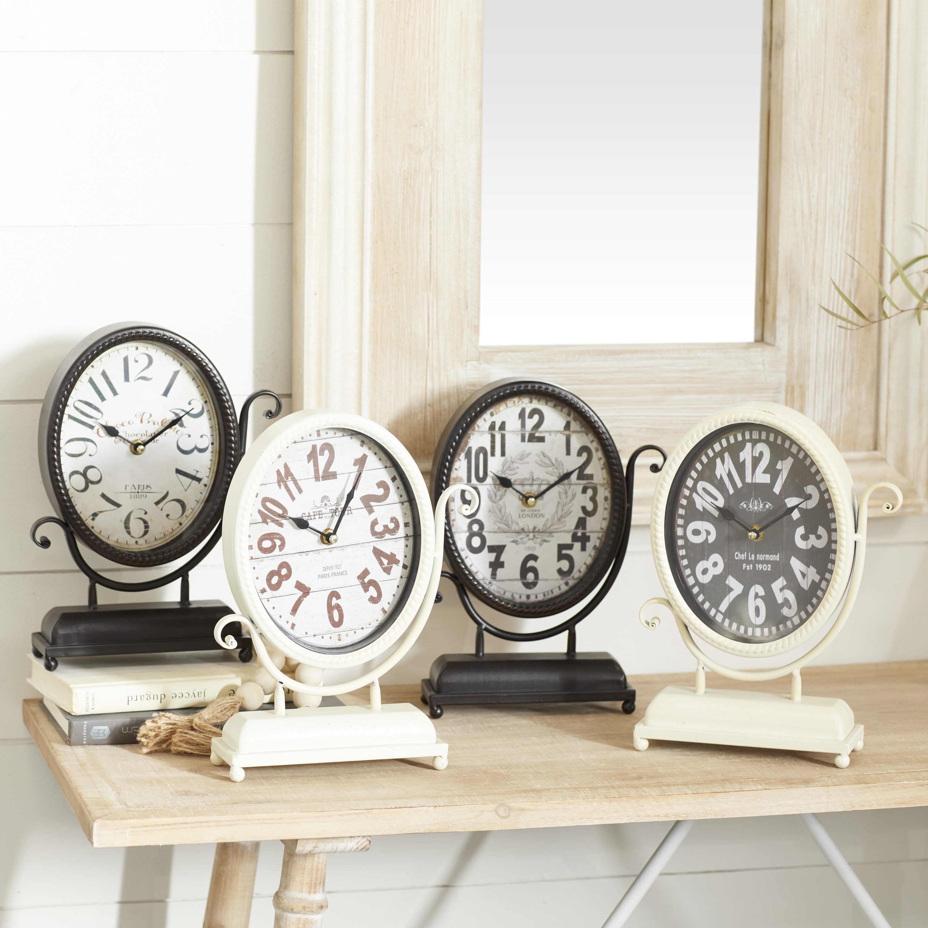 DecMode 12" Black Metal Scroll Clock, Set of 4 - Walmart.com