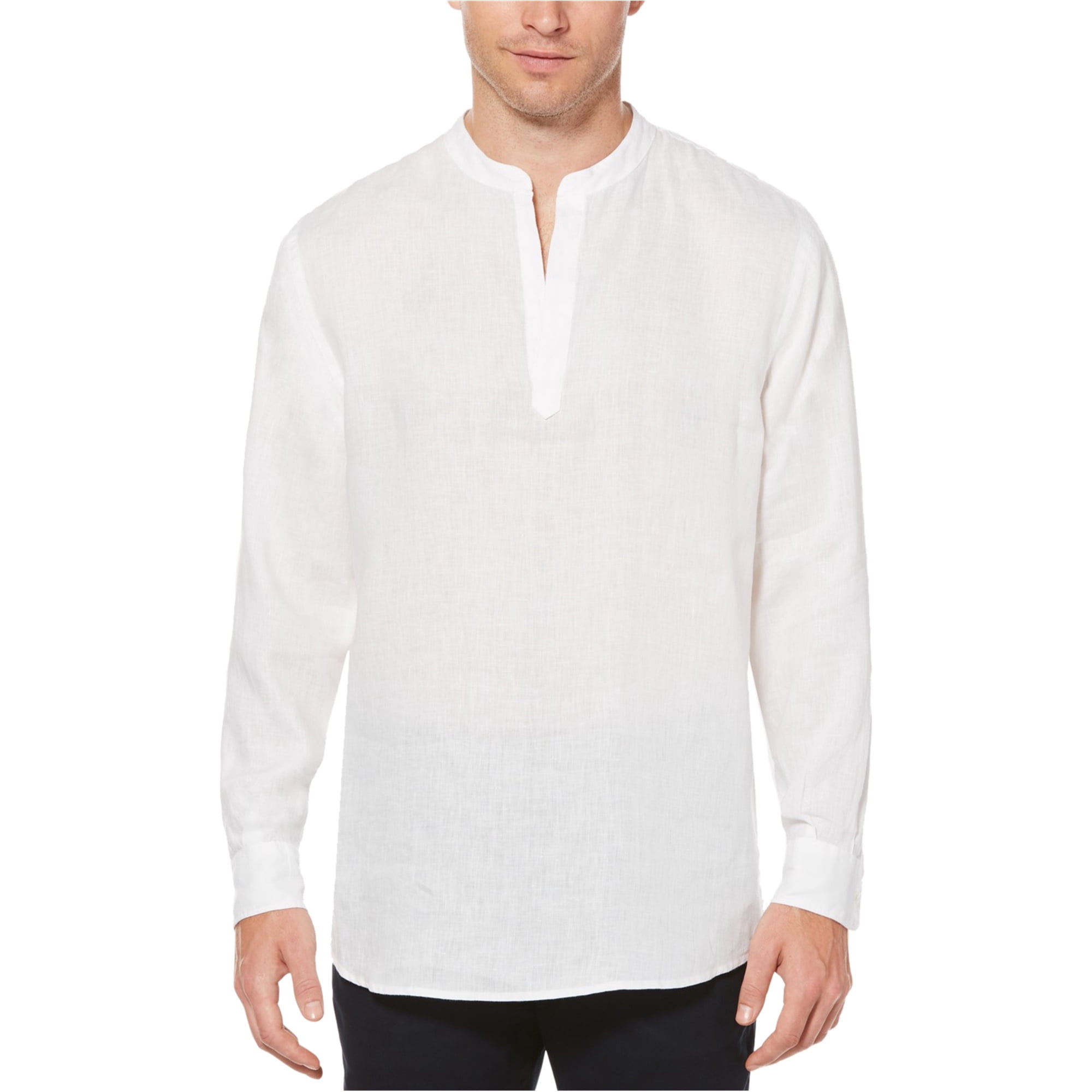 Click here for Perry Ellis Mens Solid Linen Popover Basic T-Shirt... prices