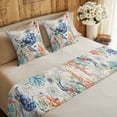 Bed Runner for Queen Size Bed, Coastal Sea Turtle 3 Pcs Bedding Runner ...