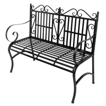 Outdoor Powder Coated Steel Park Bench, Garden Bench with Pop Up Middle ...