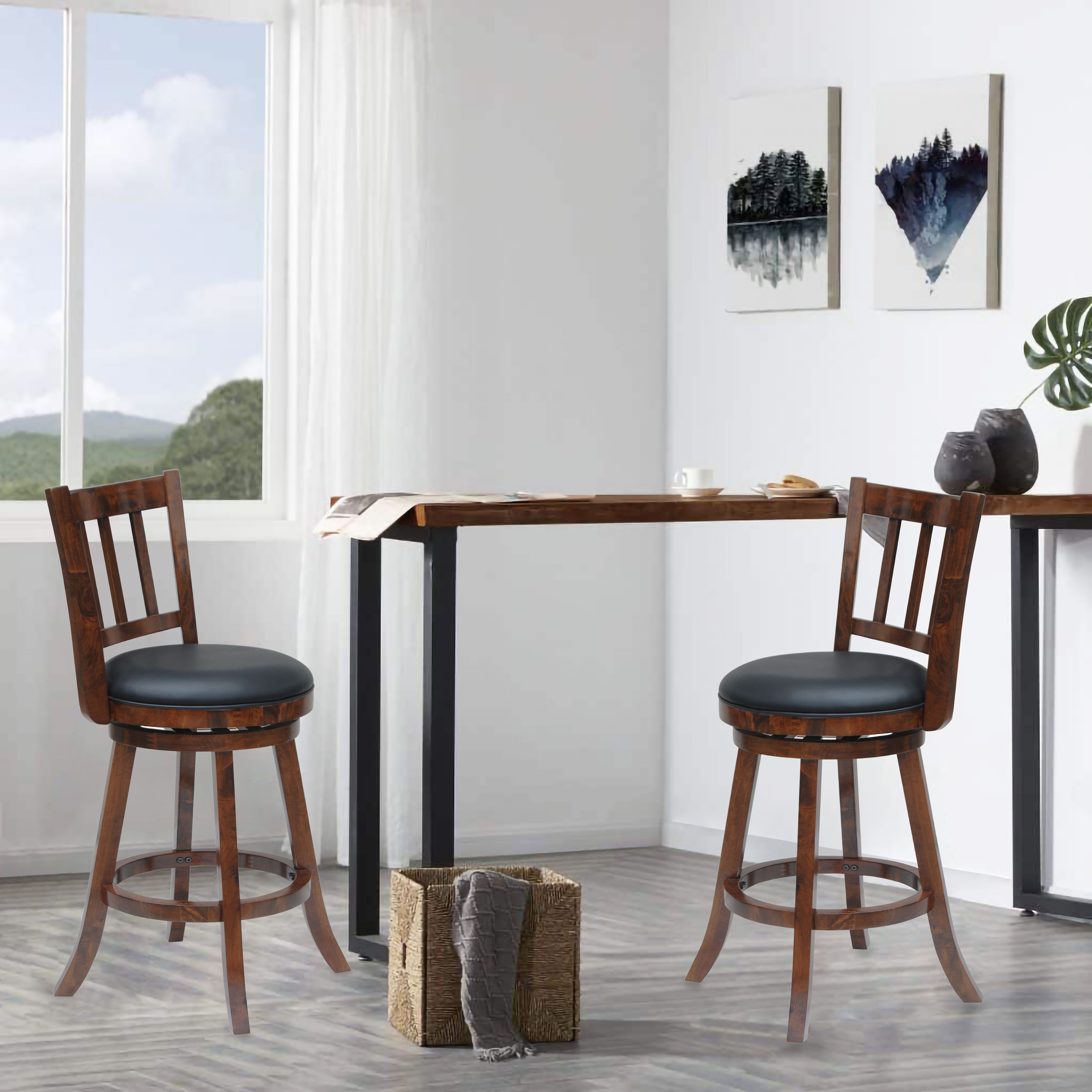 Boraam Bloomington 24" Swivel Counter Stool - Walnut - Set of 2 ...