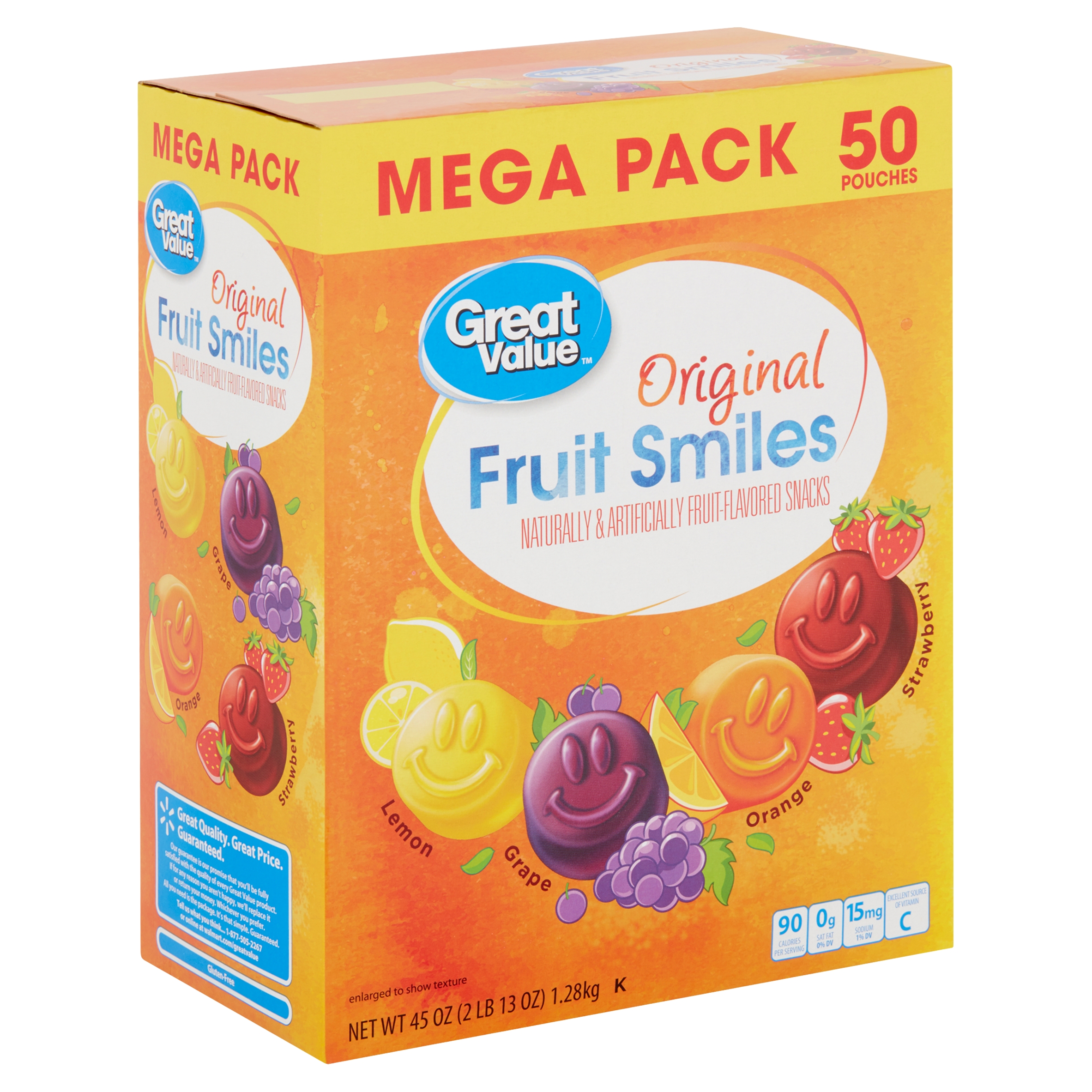 Great Value Original Fruit Smiles Fruit Snacks 50 Ct 0 9 Oz Walmart
