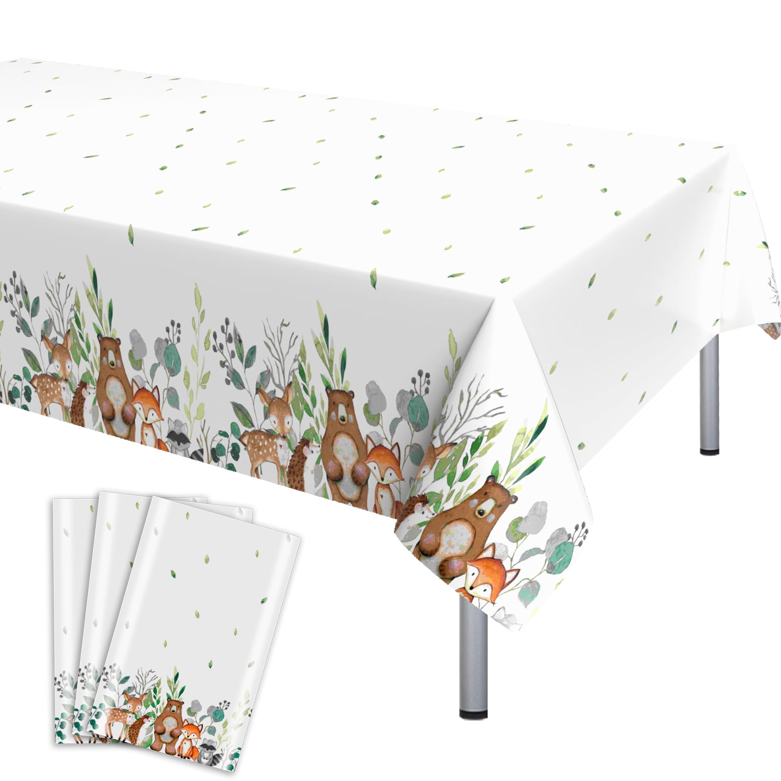 KAINSY Jungle Animals Birthday Table Cloths Covers Woodland Party ...
