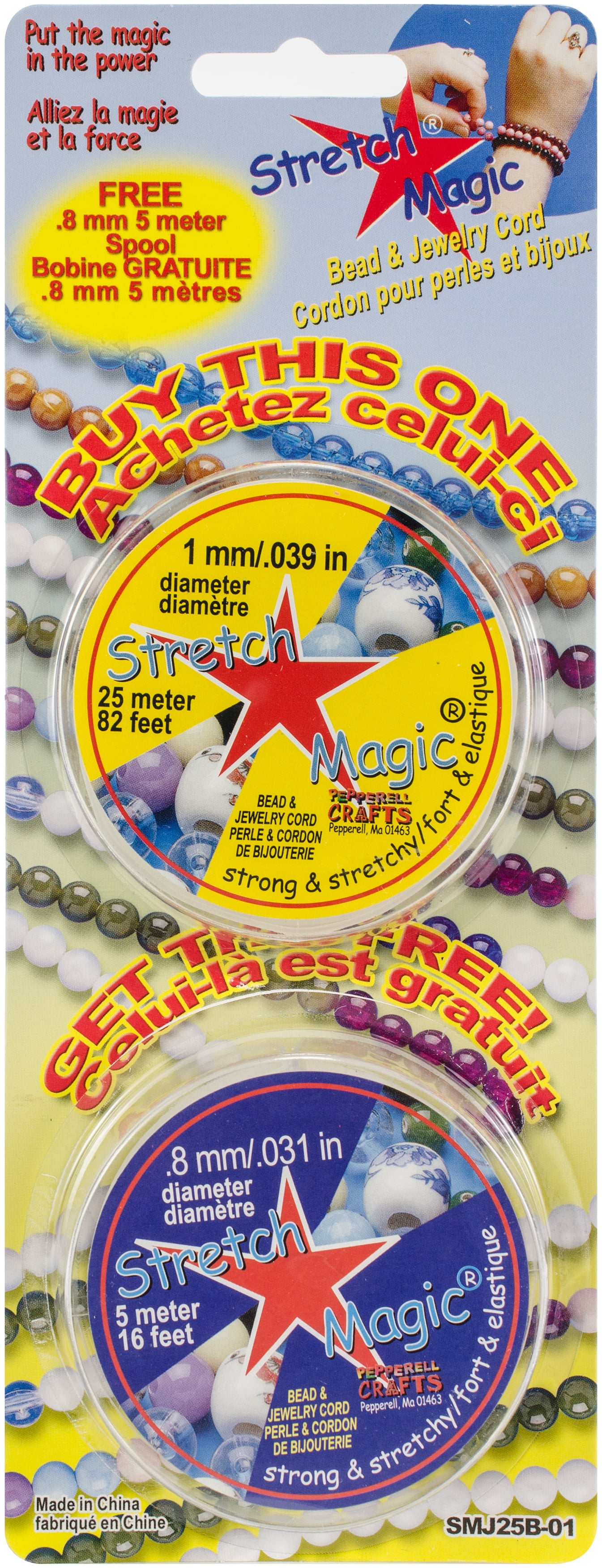 Stretch Magic Bead & Jewelry Cords 2/Pkg 1mmX25m & .8mmX5m-Clear ...
