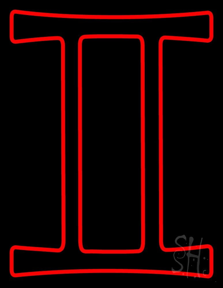 Red Gemini LED Neon Sign 19" Tall x 15" Wide - inches Black Square Cut ...