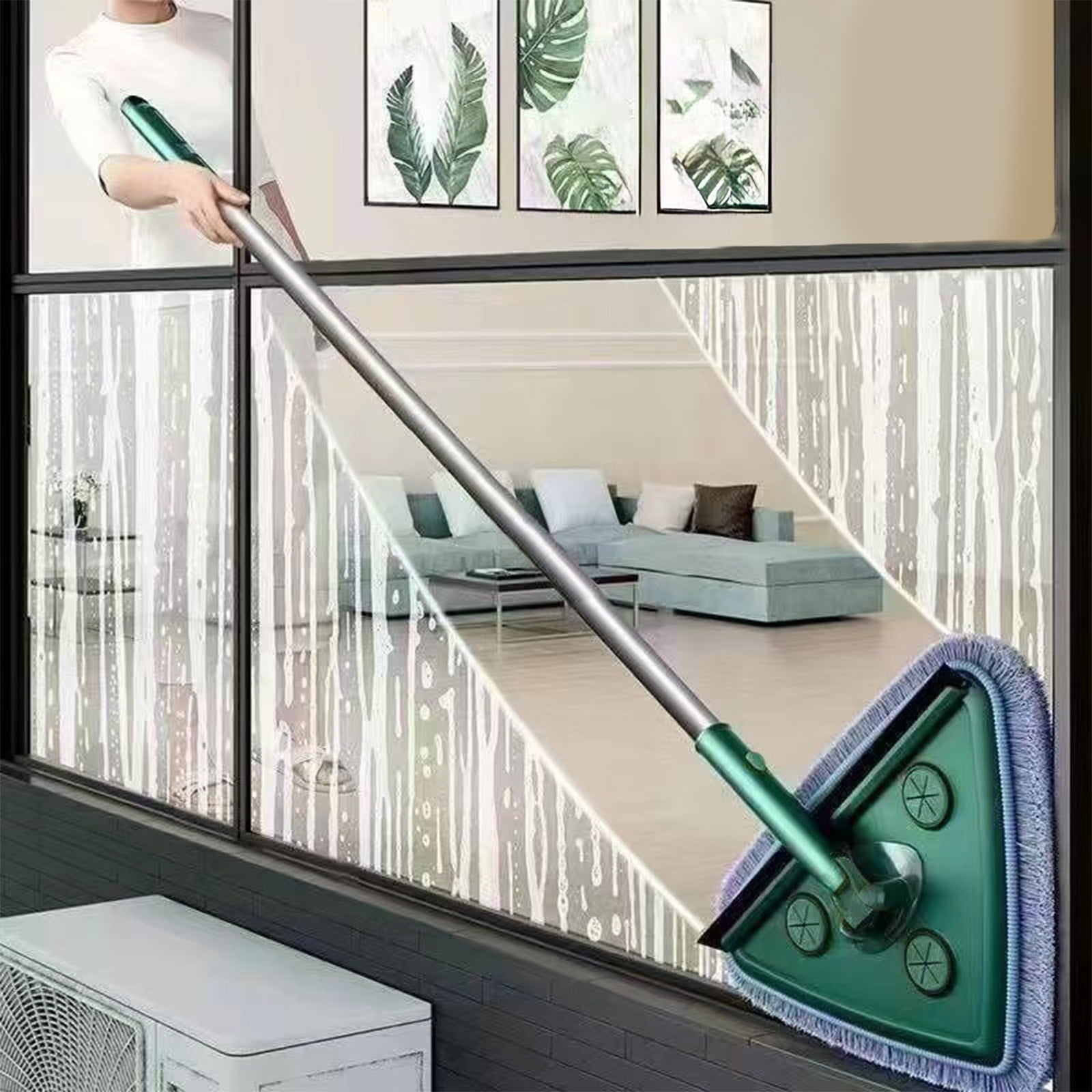 Microfiber Rotating Mop for Floor Glass Wall Ceiling Cleaning ...