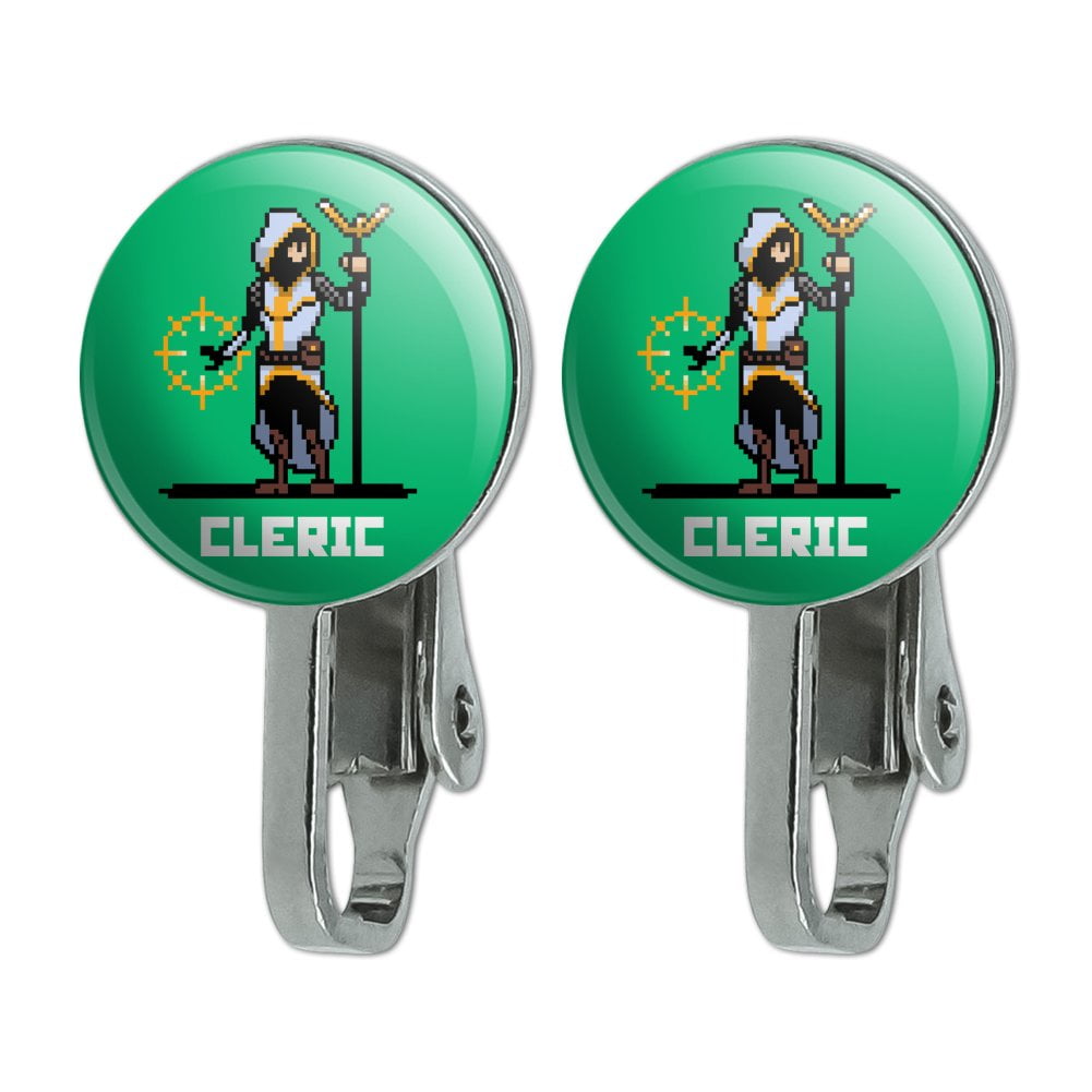 8-Bit Retro Pixel Cleric Priest Healer Games RPG Novelty Clip-On Stud ...