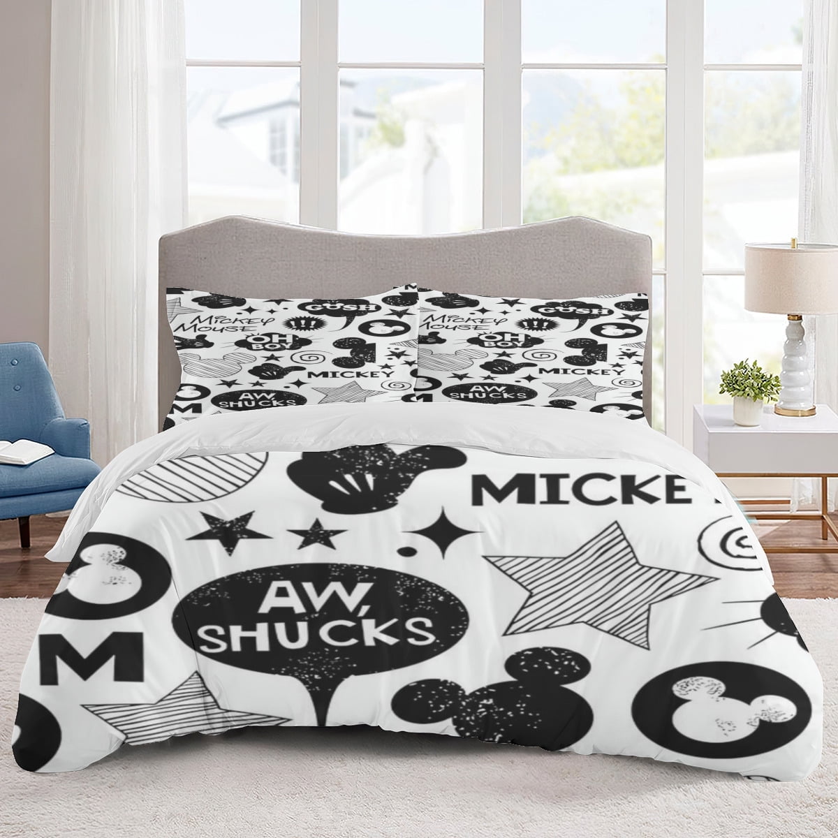 Mickey Mouse Bedding Sets Cartoon Duvet Cover Lightweight 3 Piece Bet ...