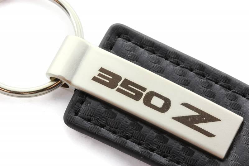 AutoGold Nissan 350z 350 z Black CF Carbon Fiber Leather Key Chain Ring ...