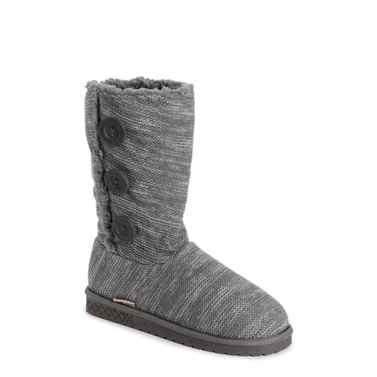 Muk Luks Women's Angel Faux Fur Lined Side Button Knit