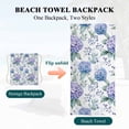 Blue Purple Spring Floral 2-in-1 Beach Towel Backpack,Quick Dry Beach ...