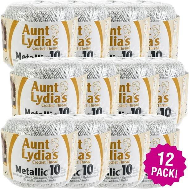 Aunt Lydia's Metallic Crochet Thread Size 10 - White & Silver ...