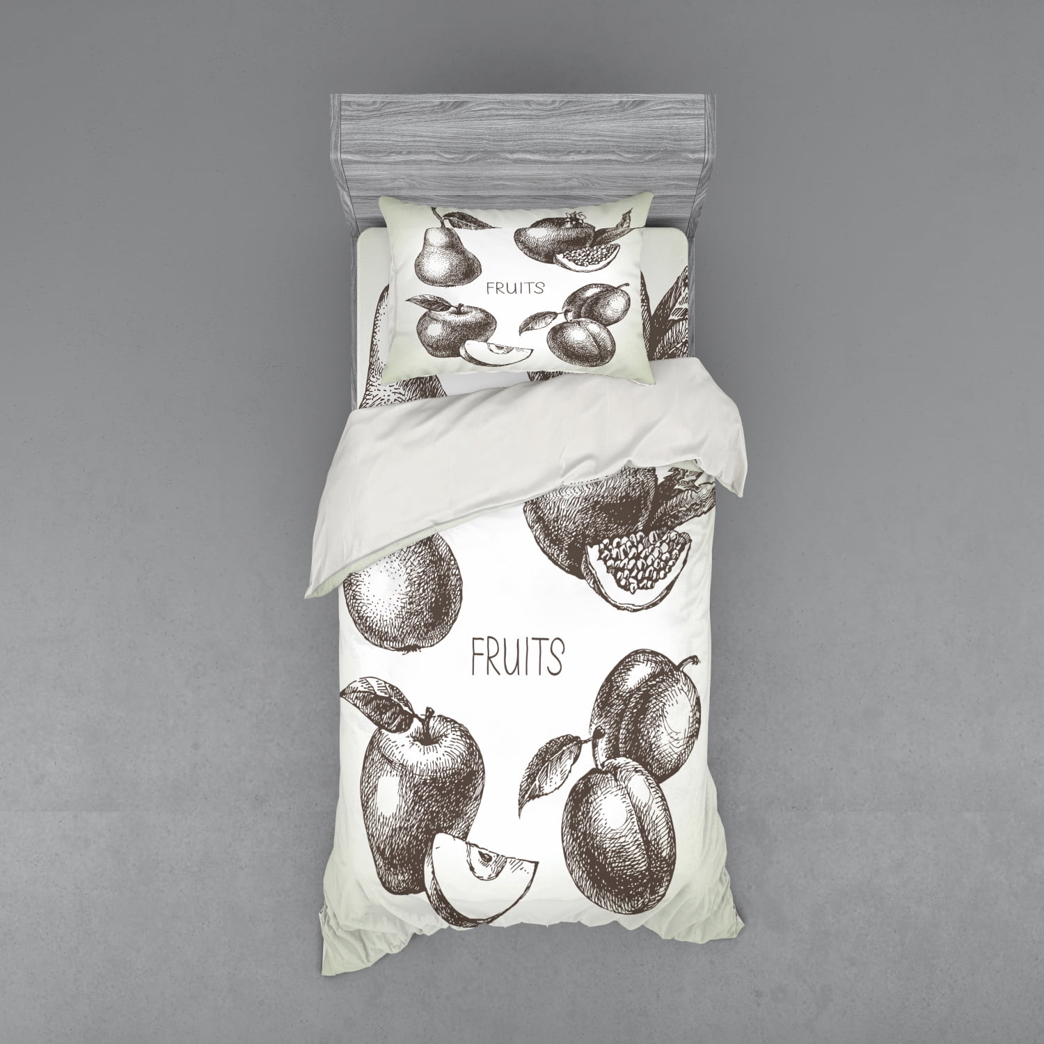 Fruit Duvet Cover Set, Fruits Eco Vitamin Sketch Art Pomegranate ...